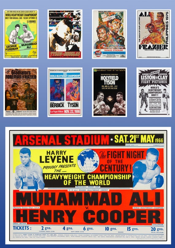 Vintage Boxing Posters Reproduction Prints. Muhammad Ali Mike | Etsy UK
