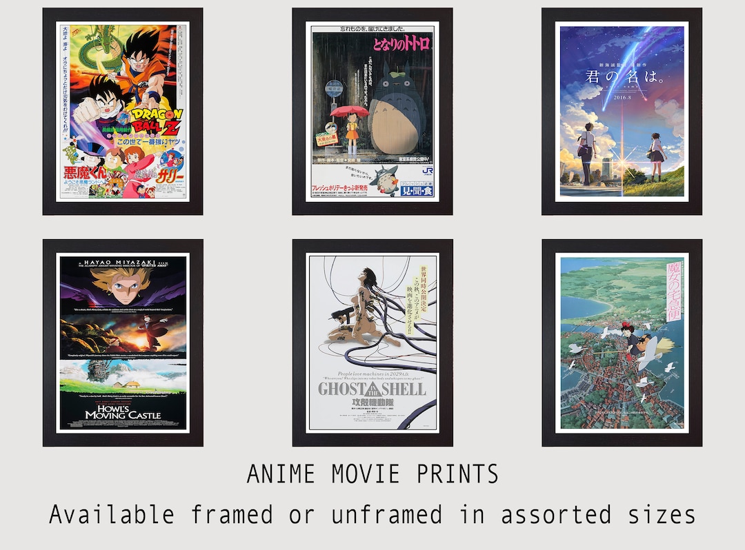 Anime Movie Poster Prints / Available Framed / 6 Different Designs ...
