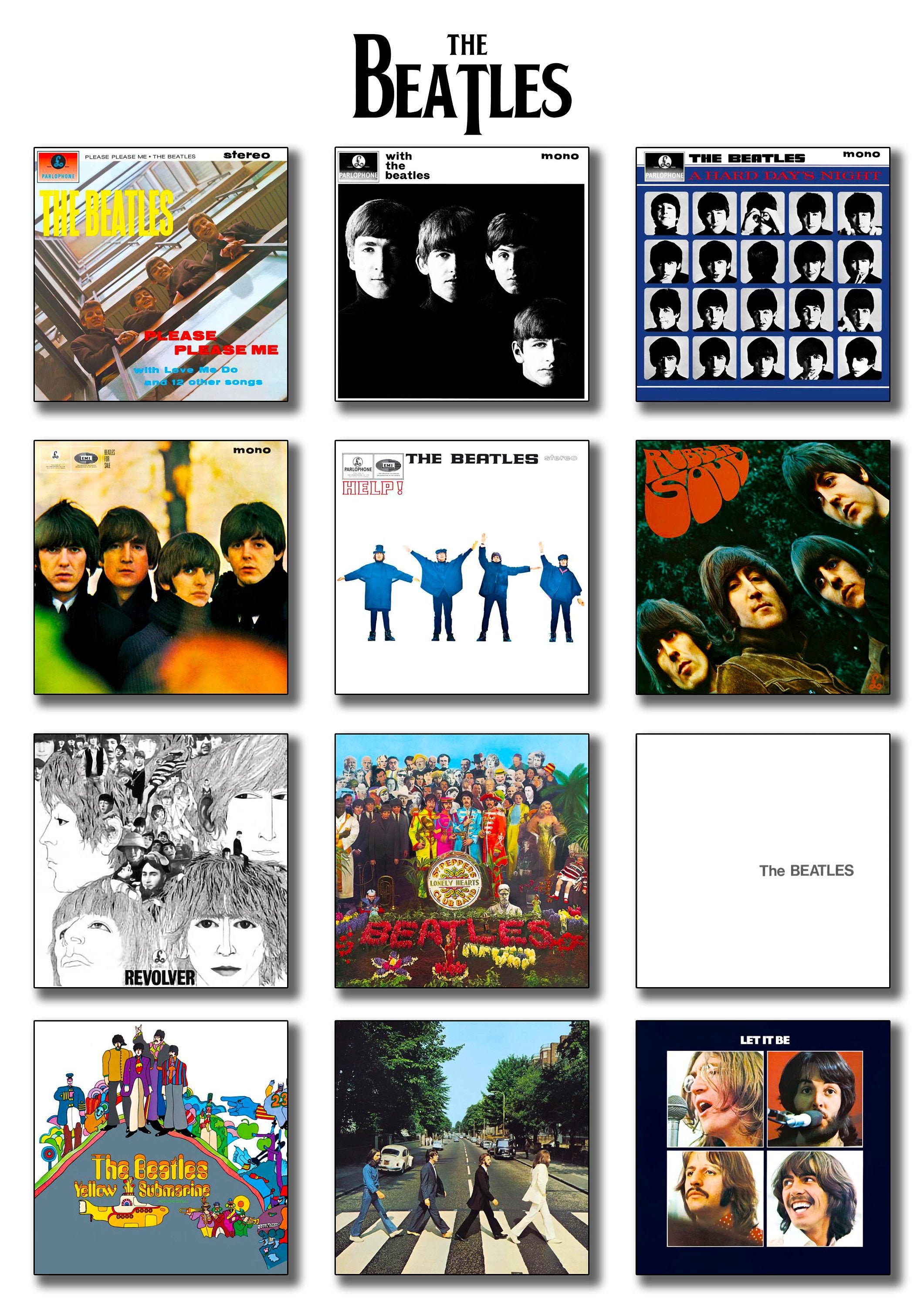 The Beatles Album Covers Through the Years Artwork Poster - Etsy