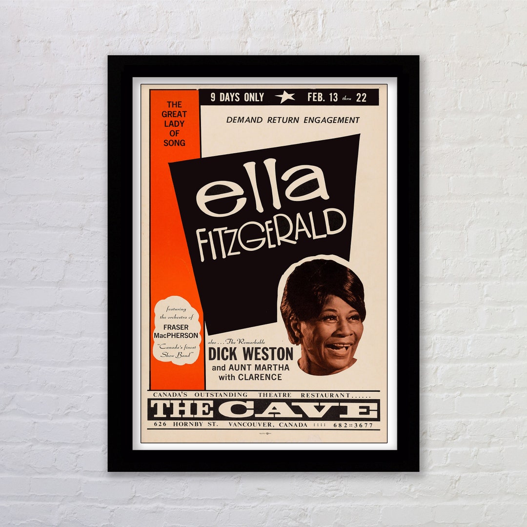 Framed Ella Fitzgerald the Cave Jazz Concert Poster Print Wall Art ...