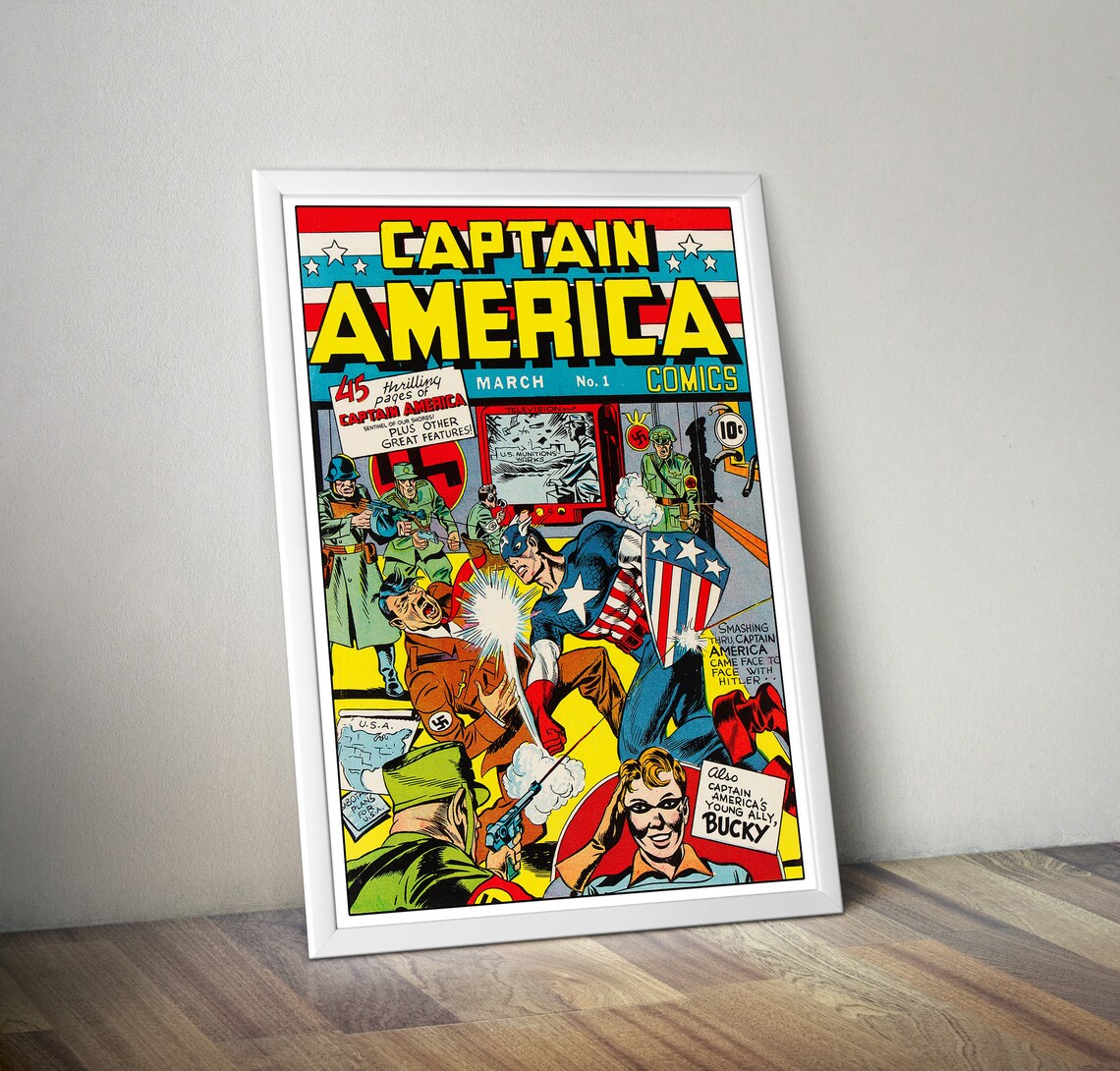 Captain America Issue 1 Vintage Comic Cover Reproduction | Etsy UK