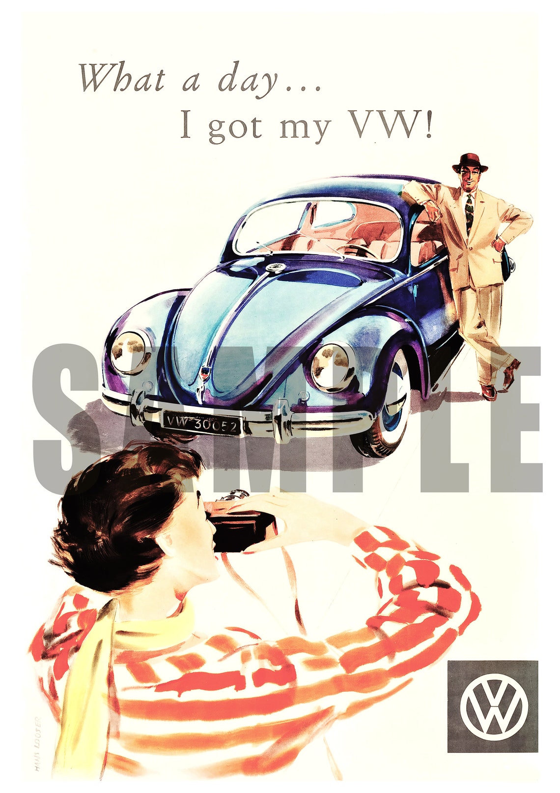 Vintage Volkswagen Beetle Advertising Poster Print Wall Art | Etsy UK