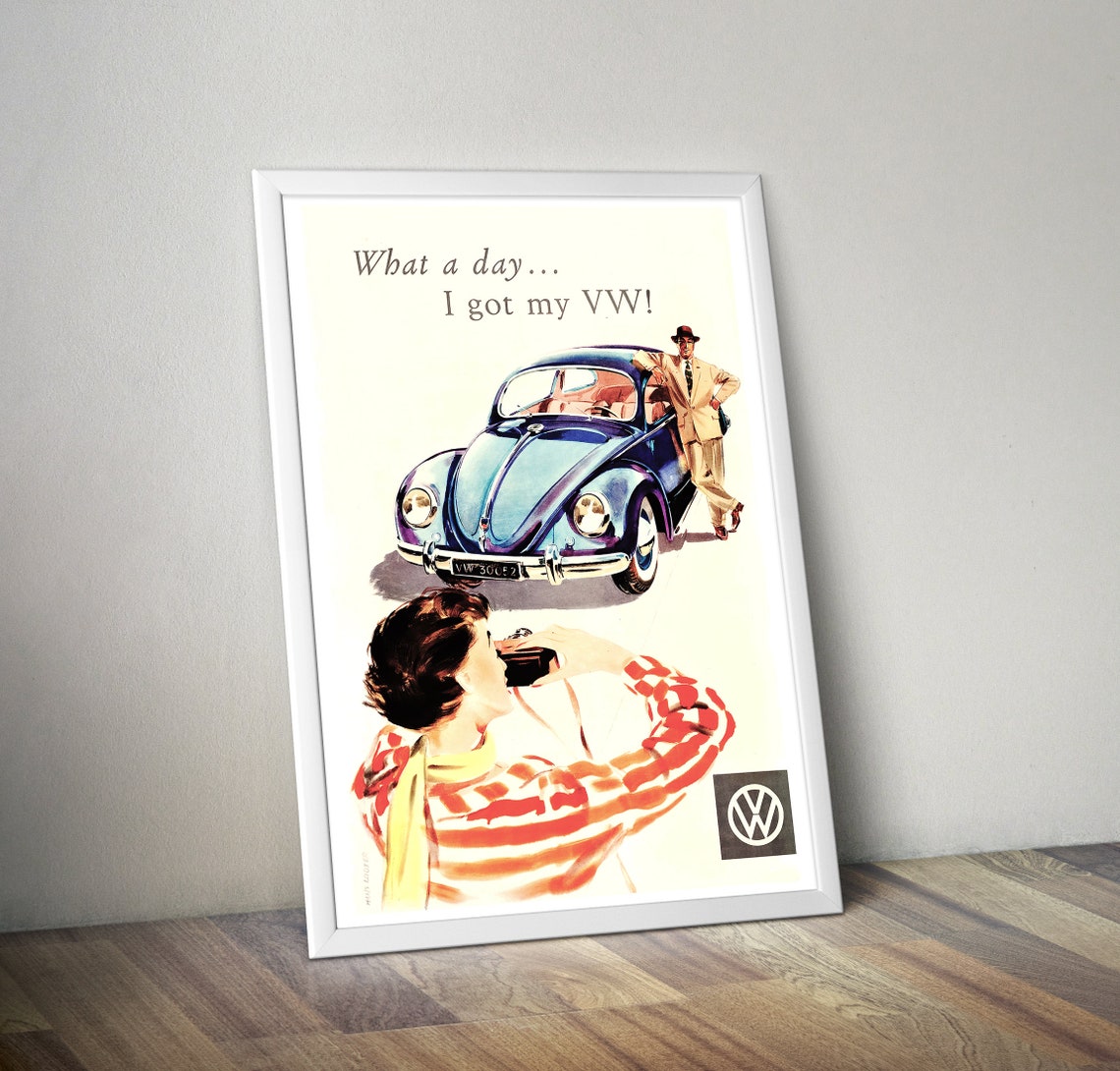 Vintage Volkswagen Beetle Advertising Poster Print Wall Art | Etsy UK