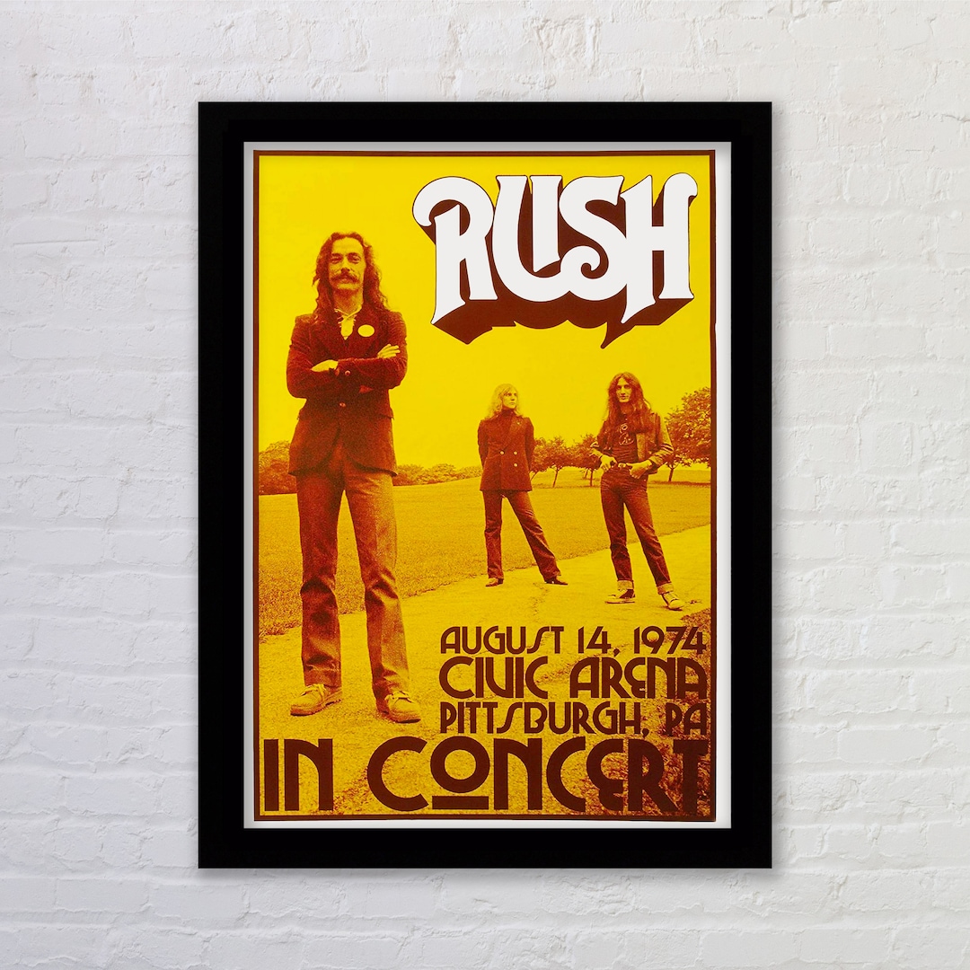 Rush Concert Poster Reproduction Print Pittsburg 1974 Vintage Prog Rock ...