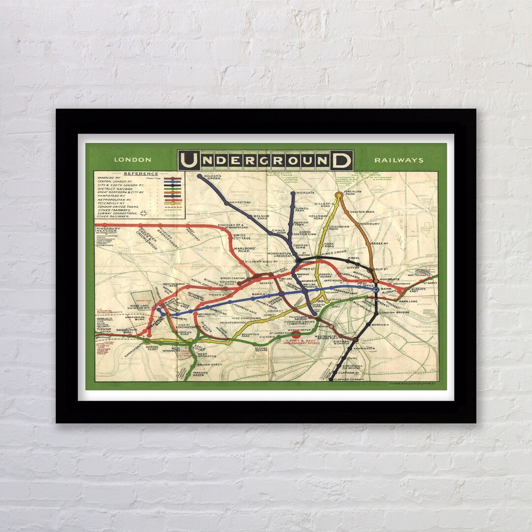 Framed Vintage London Underground Map 1908 Poster Print - Etsy