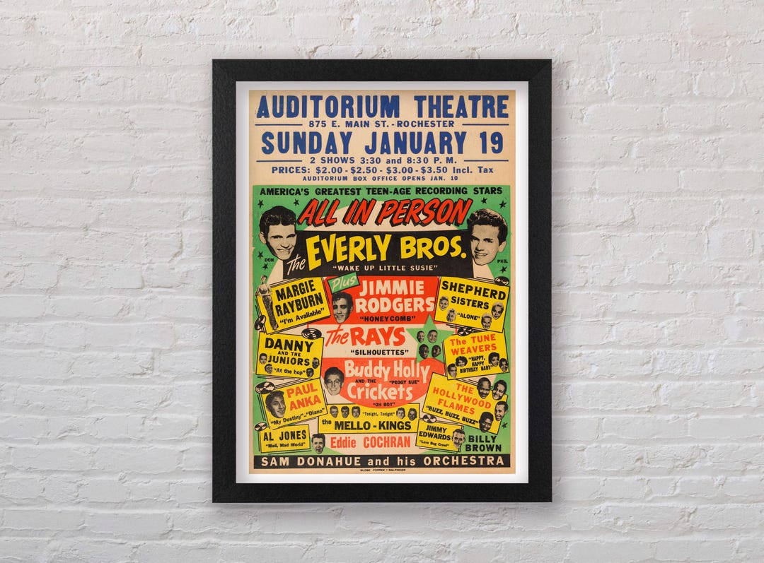 Vintage Everly Brothers 1958 Concert Poster Print / Available Framed ...