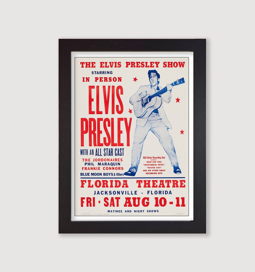 Framed Elvis Presley 1956 Reproduction Concert Poster Print Wall Art - Etsy