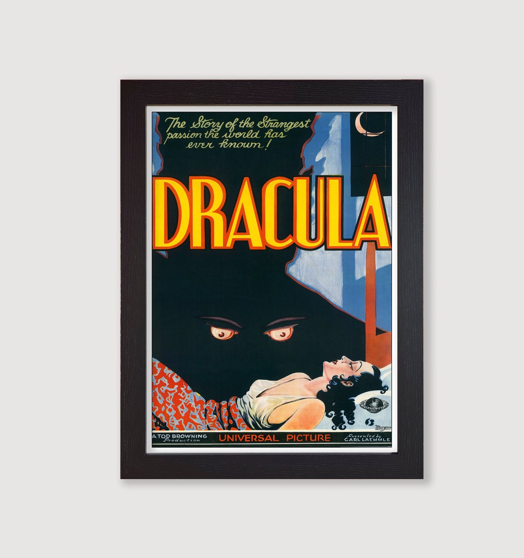 Framed Vintage Dracula B Movie Poster Reproduction Print / Wall Art ...