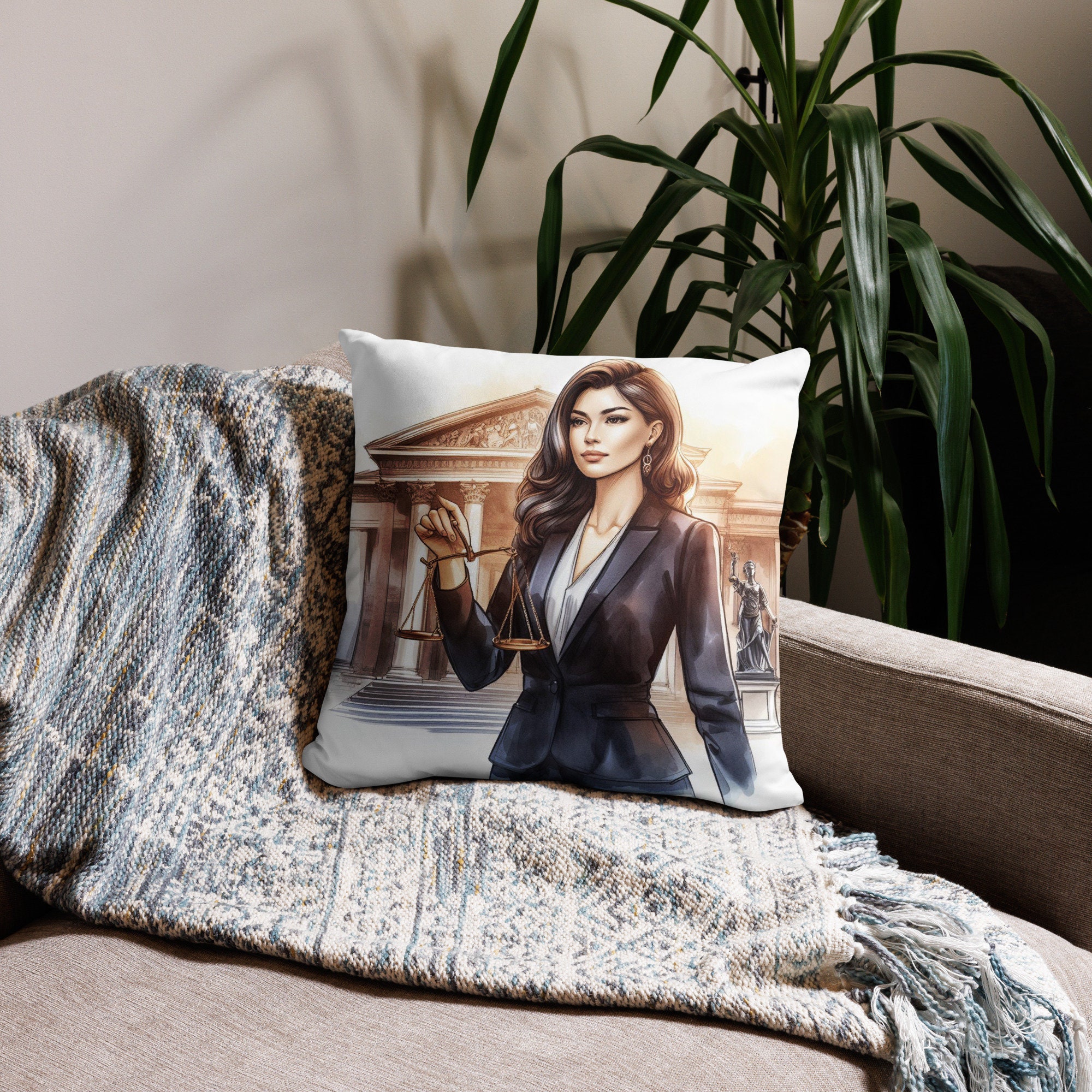 Woman Lawyer Legal Scales of Justice Pillow - Attorney Office ...