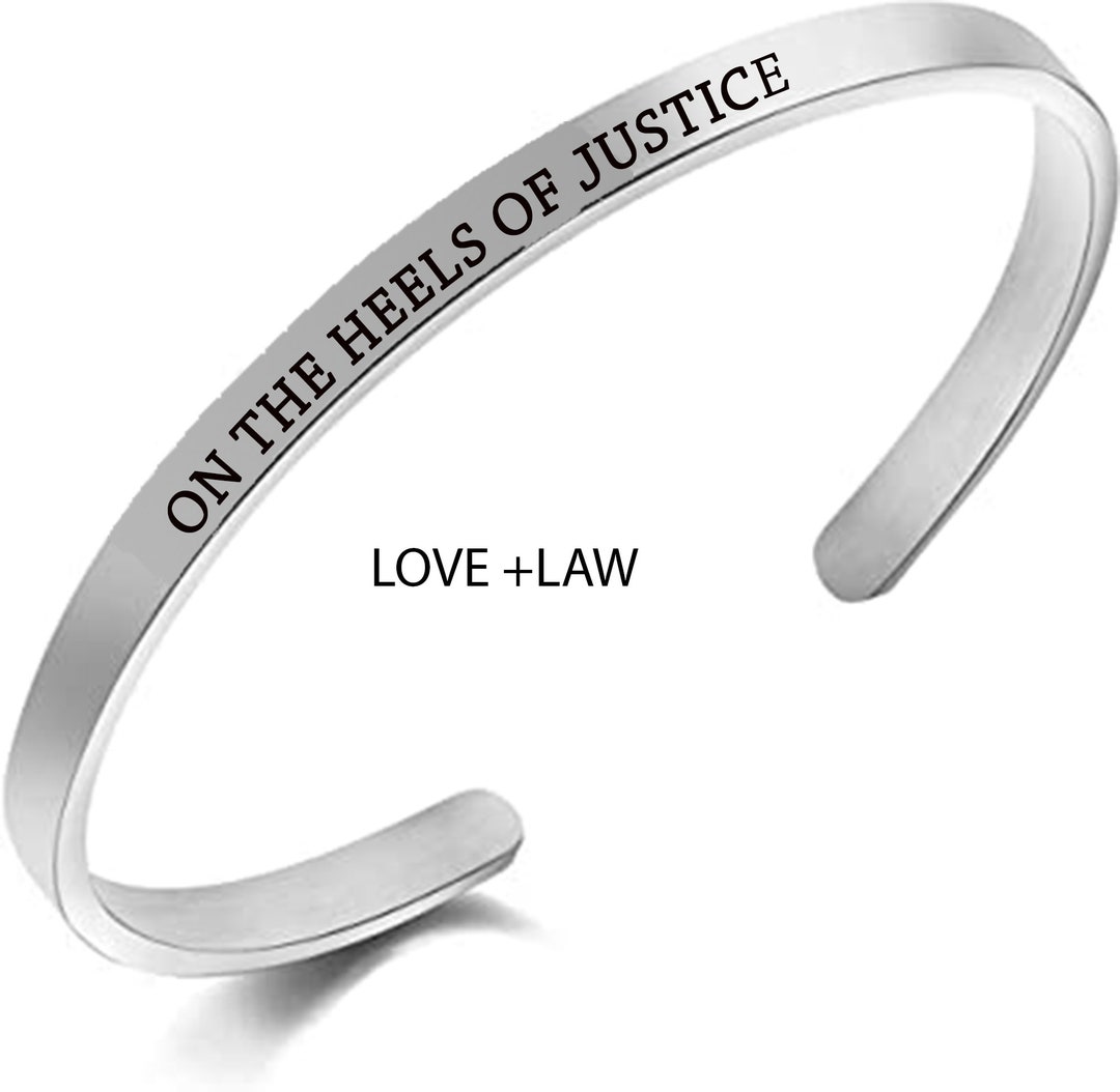 On the Heels of Justice Cuff Stainless Steel 3mm Bracelet Law School ...
