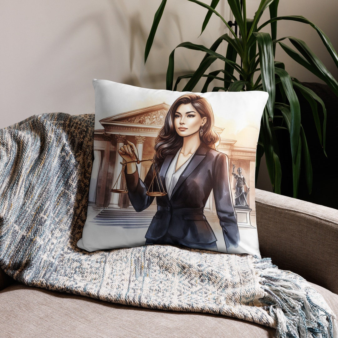 Woman Lawyer Legal Scales of Justice Pillow - Attorney Office ...