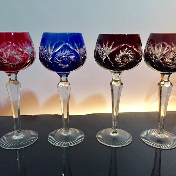 Multi Colored Glass Wine Glass Set - Etsy