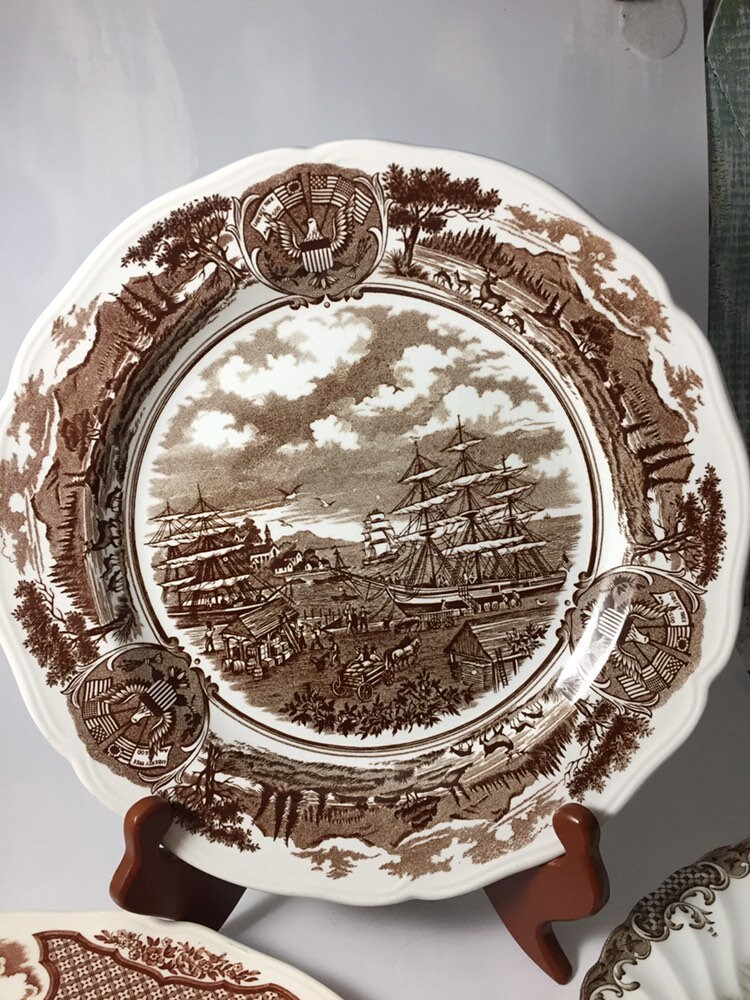 Mismatched Brown Transferware Dinner Plates Set of 4 - Etsy