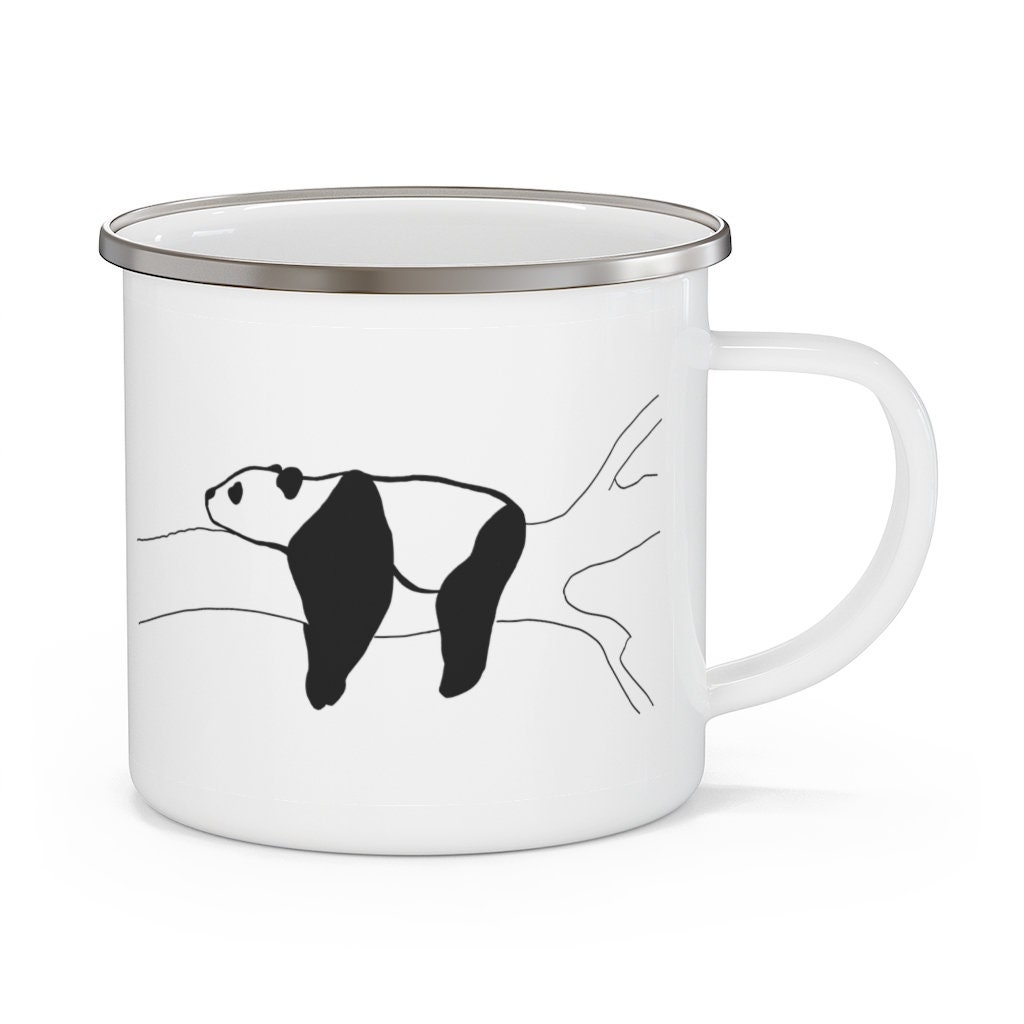 Sleeping Lazy Panda Enamel Camping Mug Camping Hiking Mug Coffee Tea ...