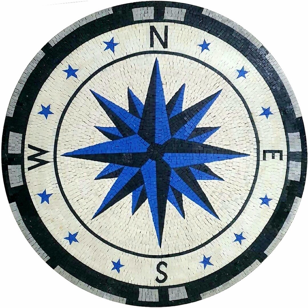 Compass Rose Nautical Handmade Marble Mosaic Medallion Flooring Tiles ...