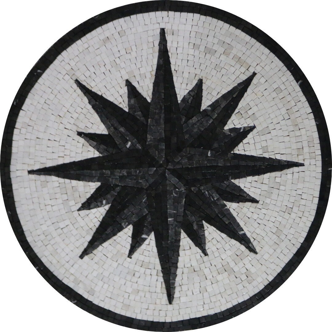 Handmade Mosaic Compass Marble Mosaic Medallion Flooring Tiles - Etsy