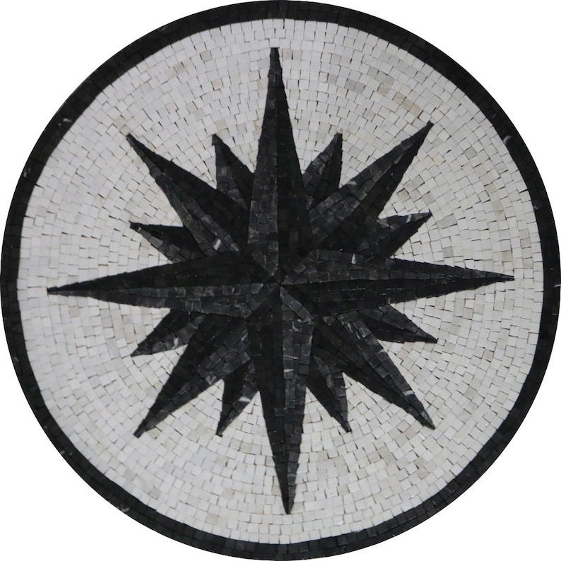 Handmade Mosaic Compass Marble Mosaic Medallion Flooring Tiles - Etsy