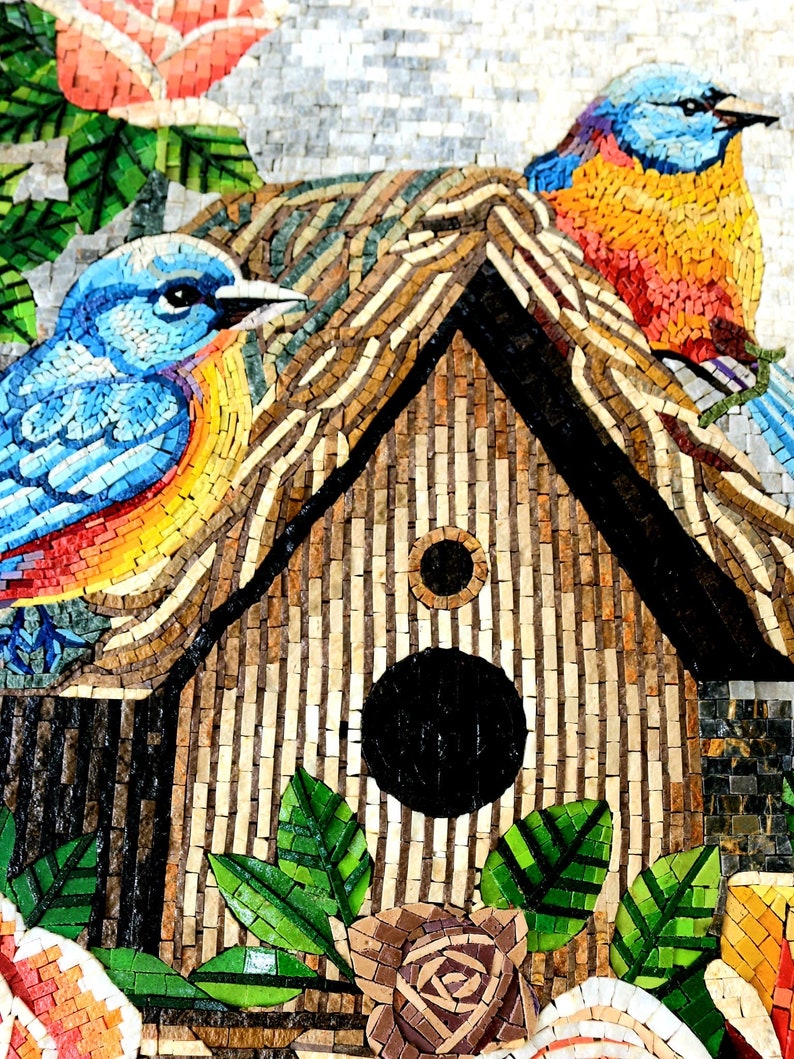 Birds Mosaic Wall Art Handmade Marble Mosaics Art Mosaic Backsplash - Etsy