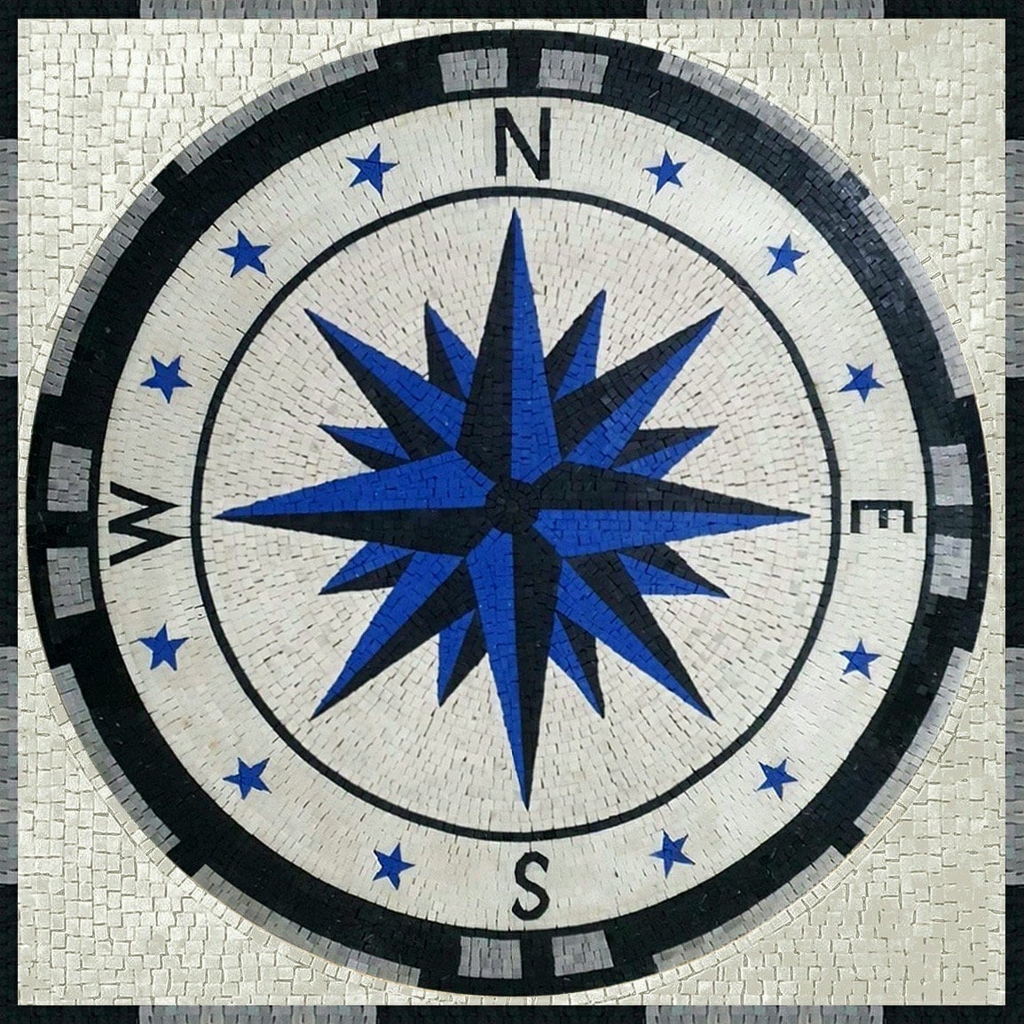Compass Rose Nautical Marble Mosaic Tile Marble Compass Mosaic Ideal ...