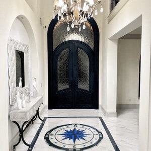 Compass Rose Nautical Handmade Marble Mosaic Medallion Flooring Tiles ...