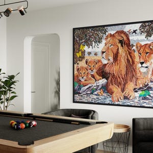 Lions Mosaic Wall Art Marble Mosaic Murals - Etsy
