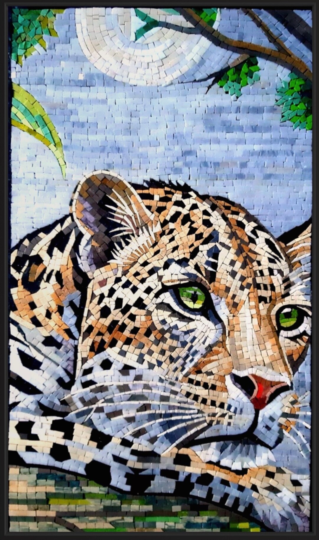 Leopard Portrait Marble Mosaic Wall Art Handcrafted Leopard Wall Decor ...
