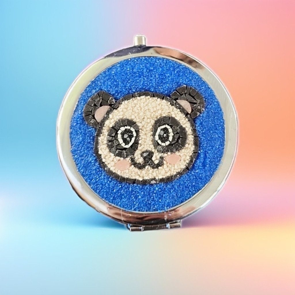 Panda Micro Mosaic Marble Makeup Hand Mirror Mosaic Hand Mirror for ...