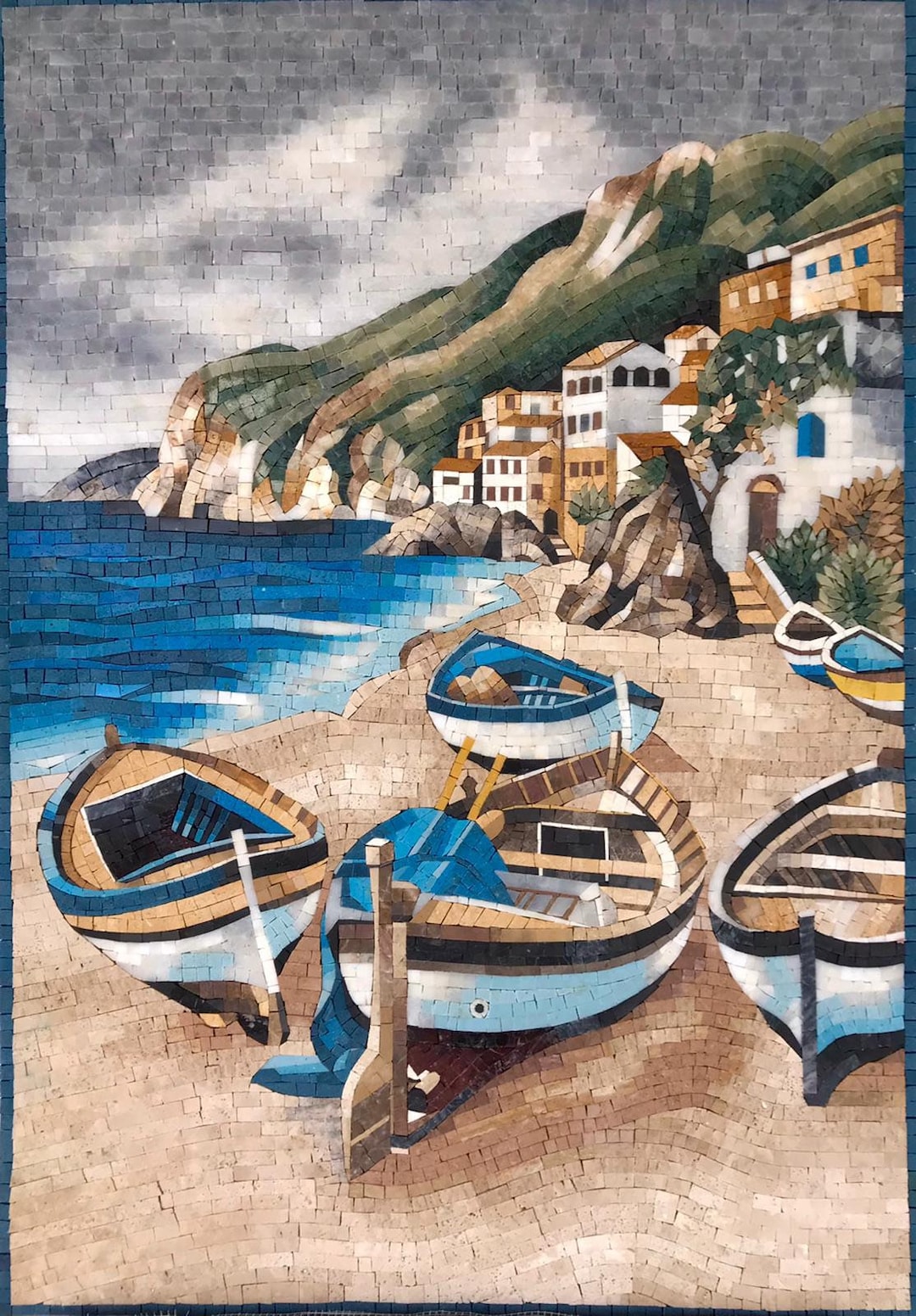 Beach and Boats Mosaic Art - Handmade Wall Art - Etsy
