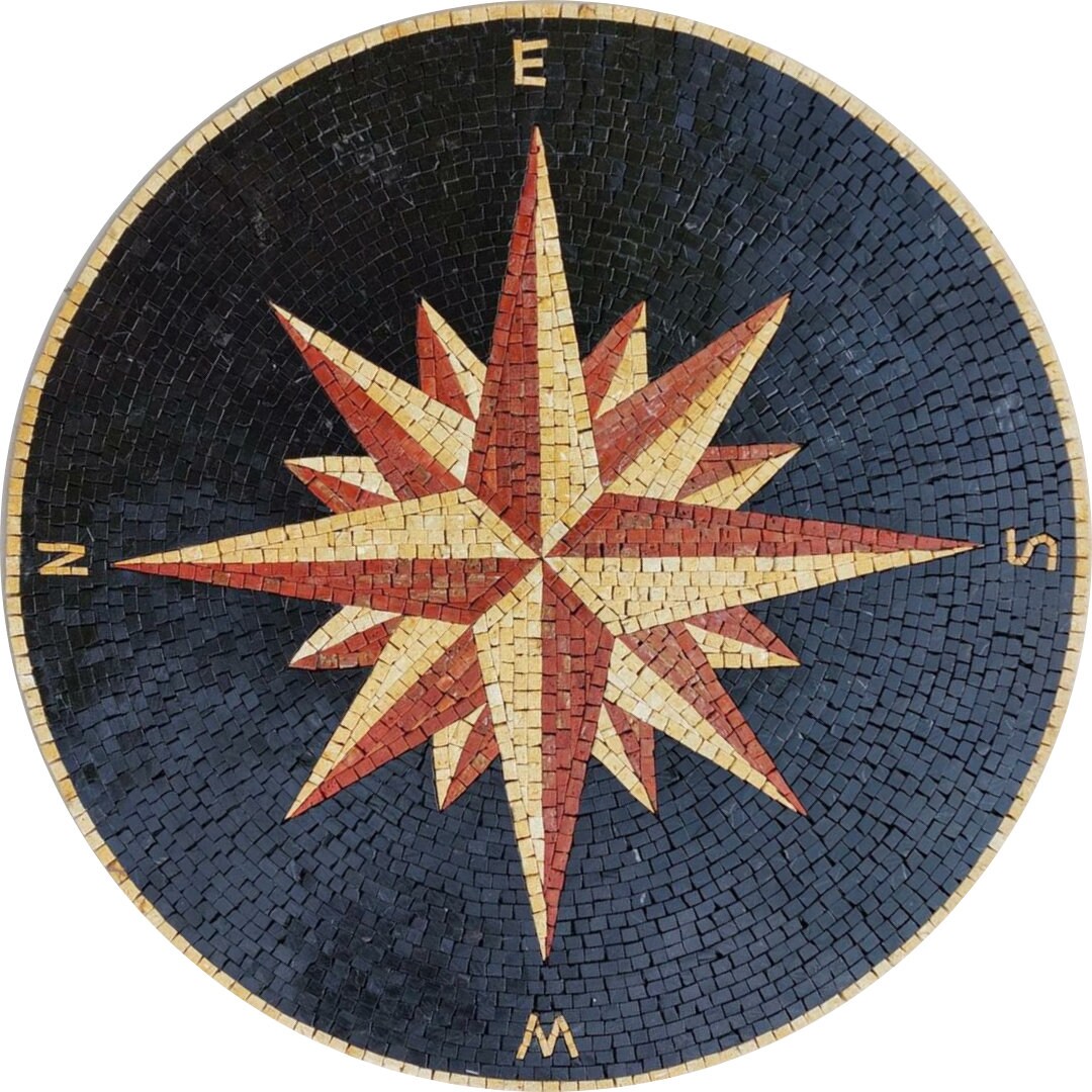 Handmade Marble Compass Rose Nautical Mosaic Medallion - Etsy