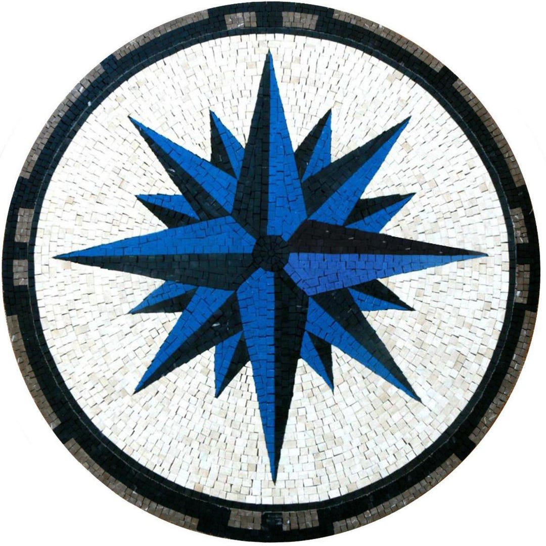 Mosaic Compass Rose Nautical Marble Mosaic Medallion Flooring Tiles ...