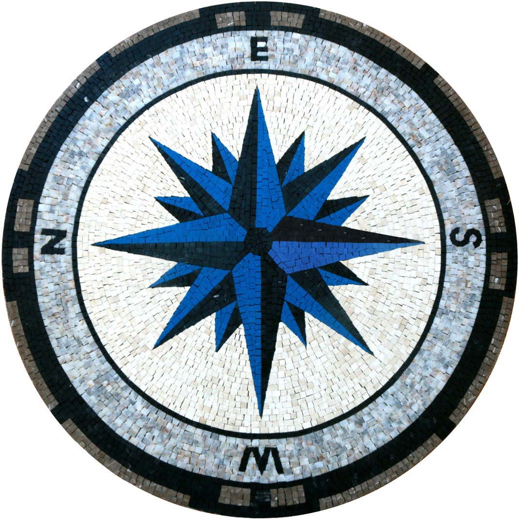 Mosaic Compass Rose Nautical Marble Mosaic Medallion Flooring Tiles ...