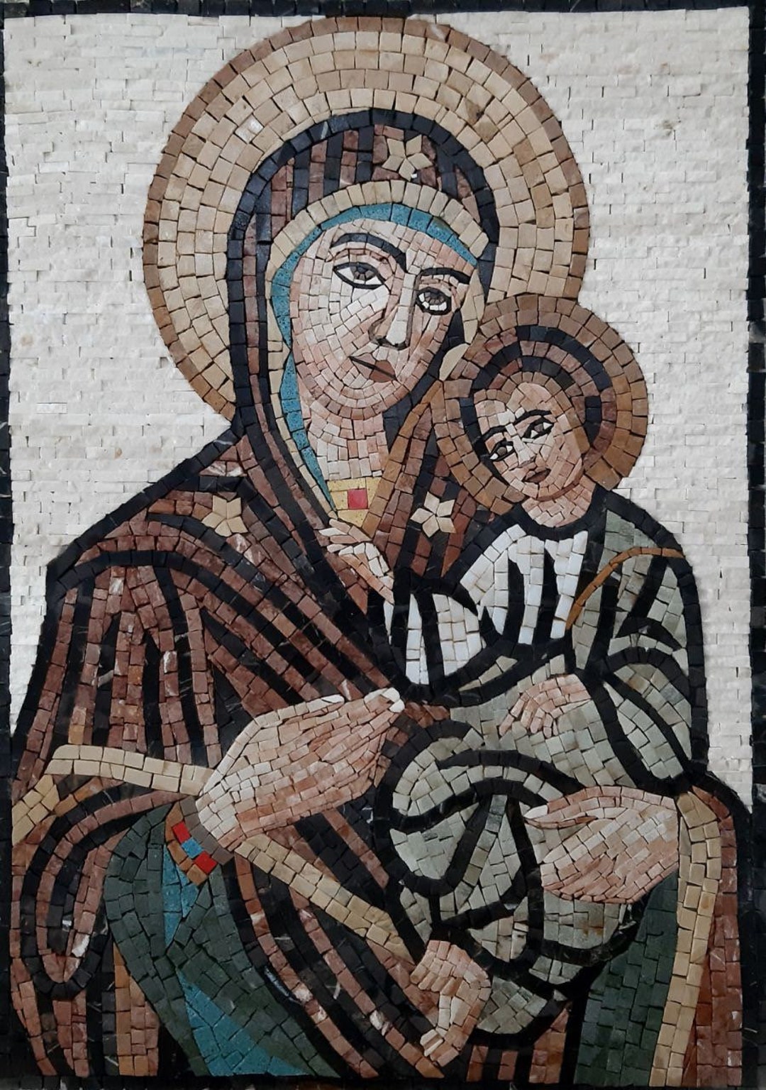 Jesus and Virgin Mary Mosaic Wall Art Handmade Marble Mosaic - Etsy
