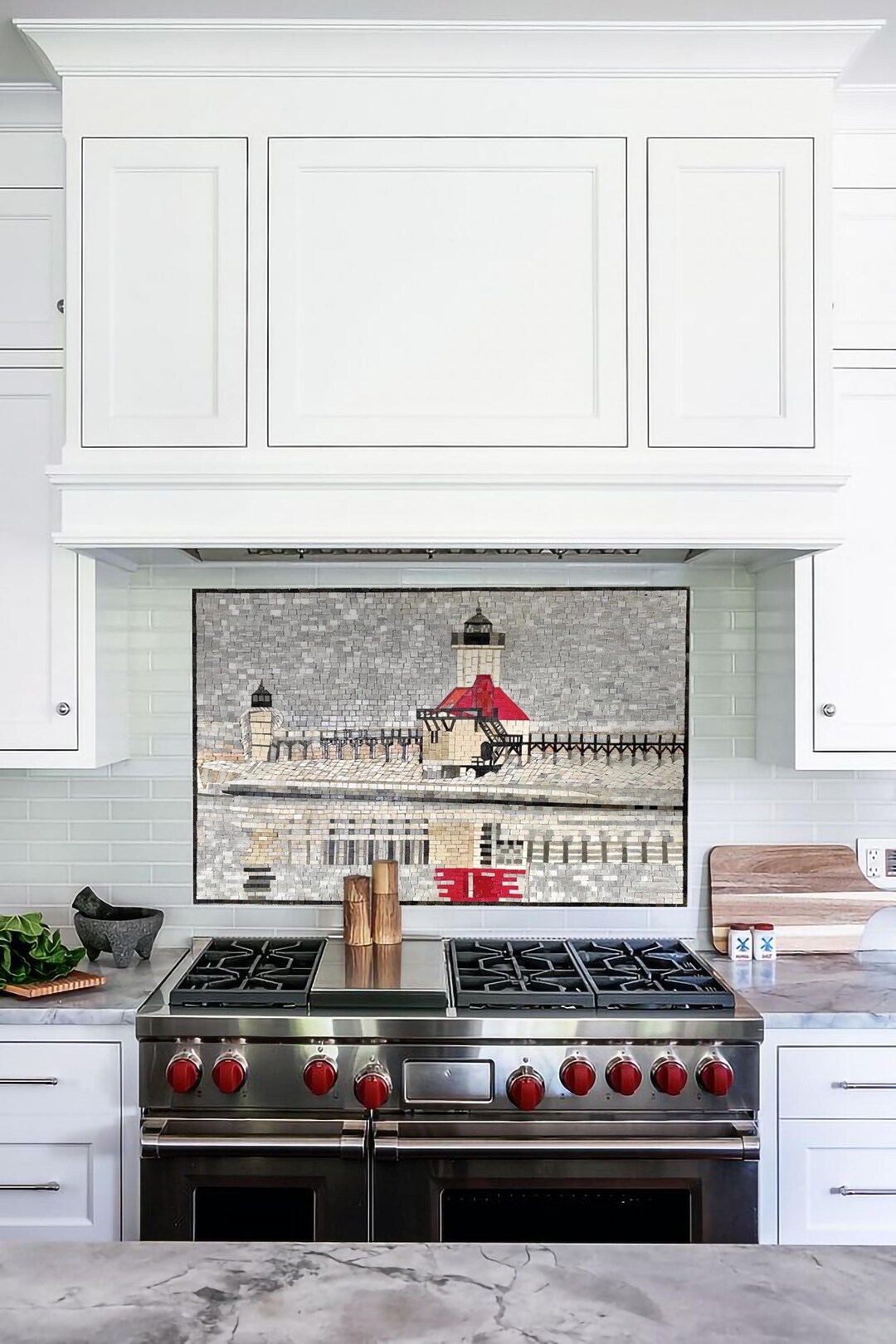 Kitchen Backsplashes,stove Backsplash, Seascape, Mosaic Tile, Stove Top ...