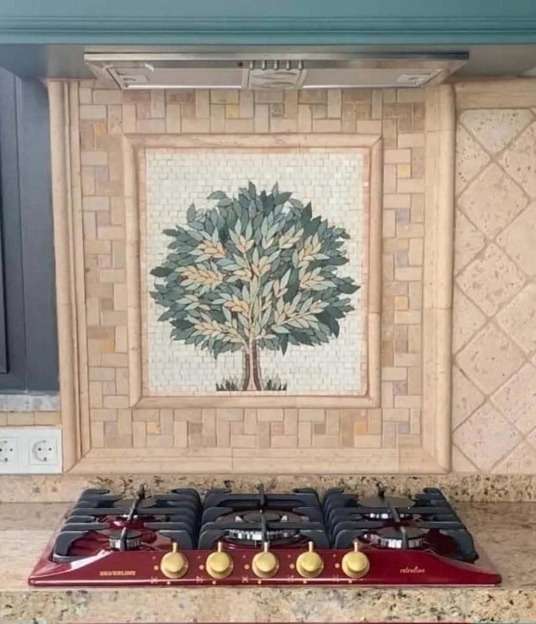 Mosaic Kitchen Backsplashes, Olive Tree , Stove Backsplash, Mosaic Art ...
