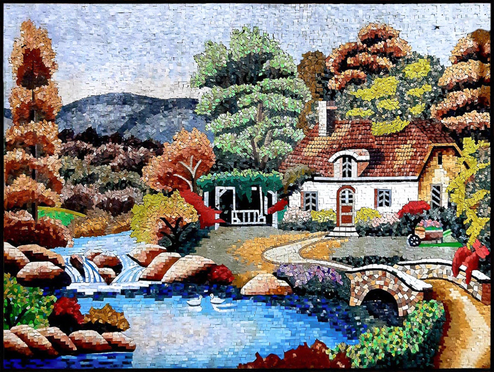 Landscape Mosaic Wall Art Handmade Marble Mosaic Tile - Etsy