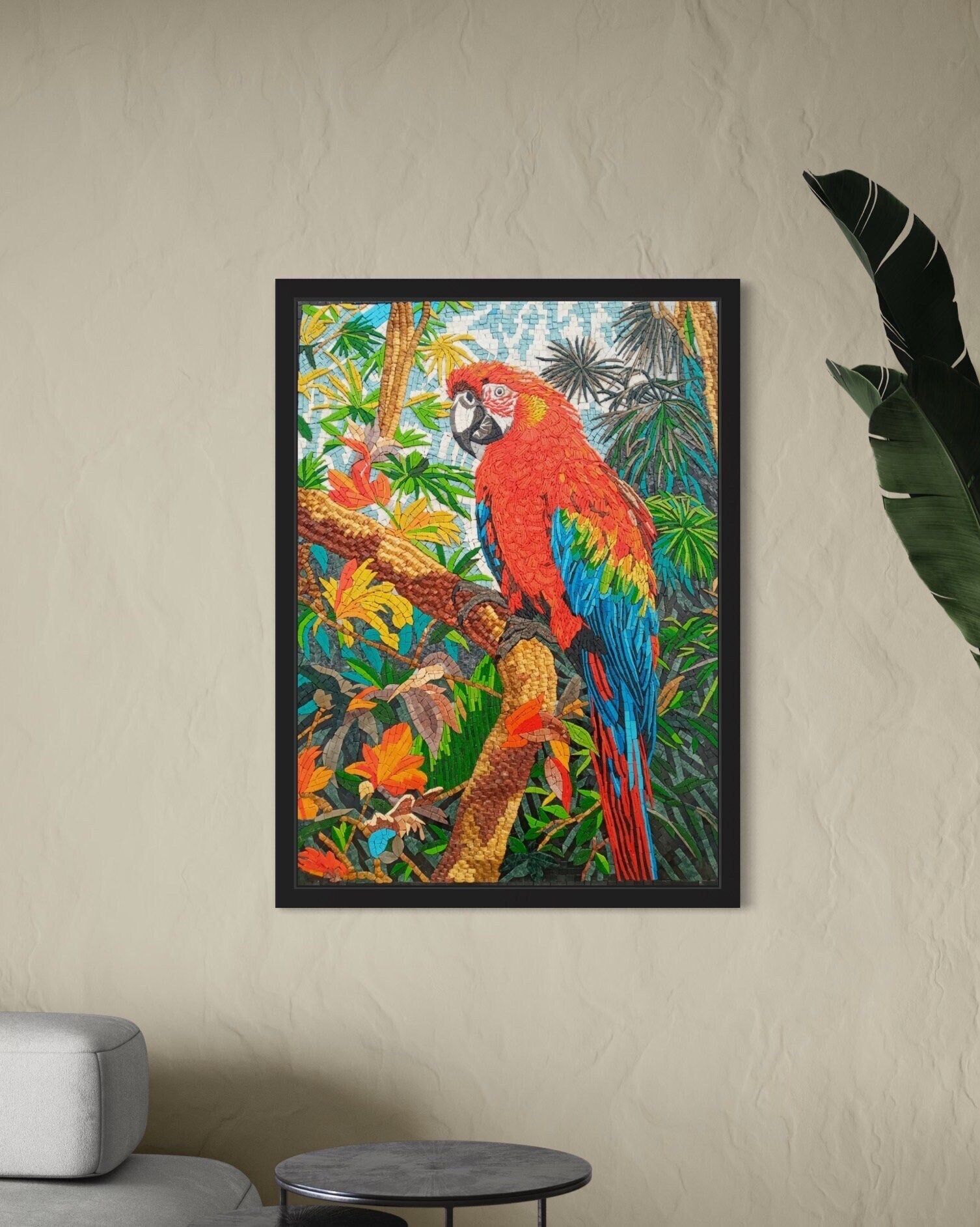 Parrot Mosaic Wall Art, Marble Wall Mural | Handmade Wall Art ,birds ...