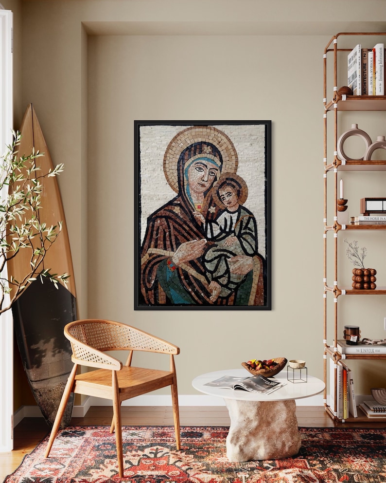 Jesús y la Virgen María Mosaico arte de la pared Murales de mosaico de ...
