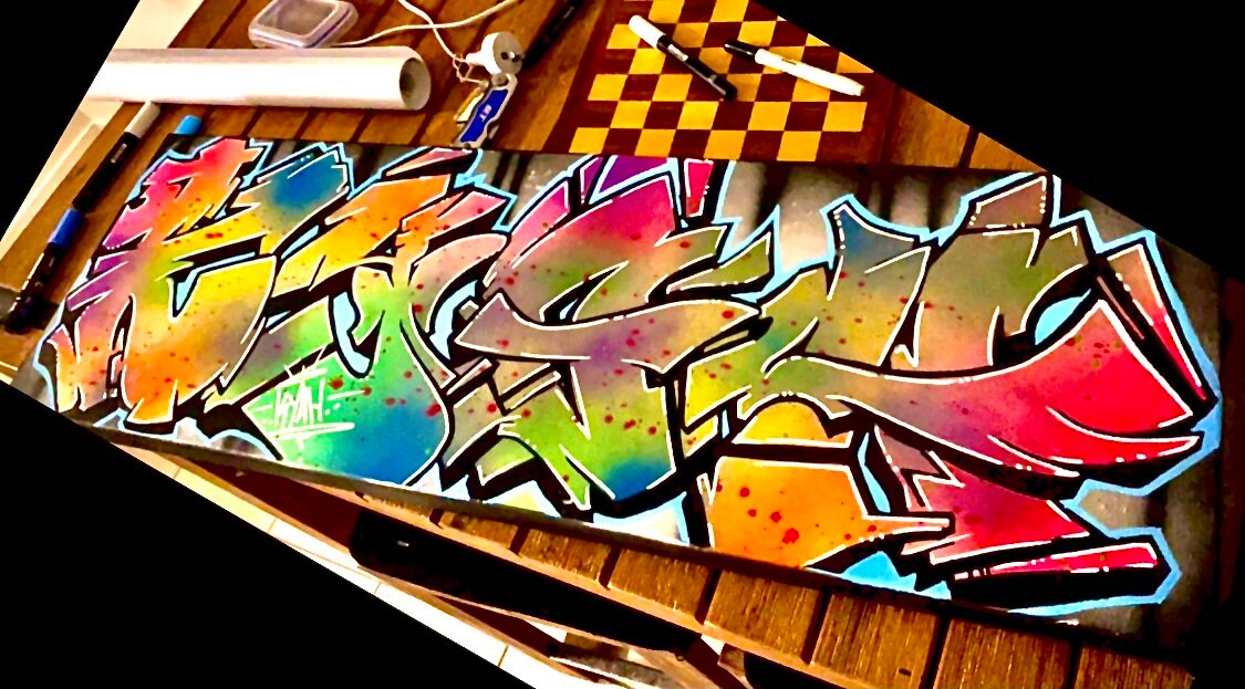 Graffiti Art Custom Name Canvas - Custom Handmade Multi-colored Art for ...