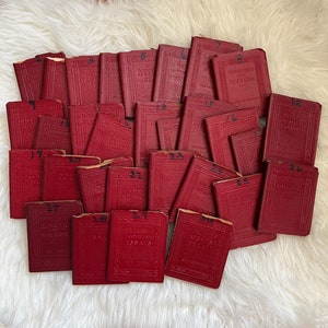 Authentic Antique Little Leather Library Books Red Choose Mini Books ...