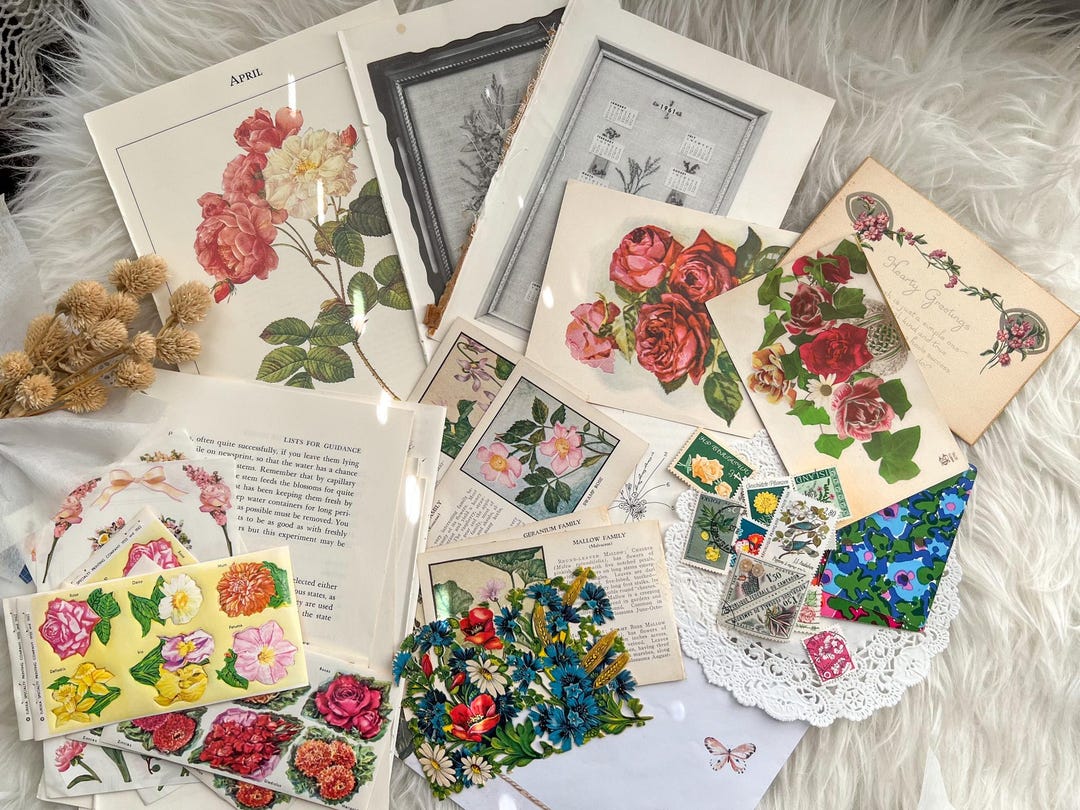 Vintage Floral Ephemera Paper Pack 40pcs || Flora Botany Vintage ...