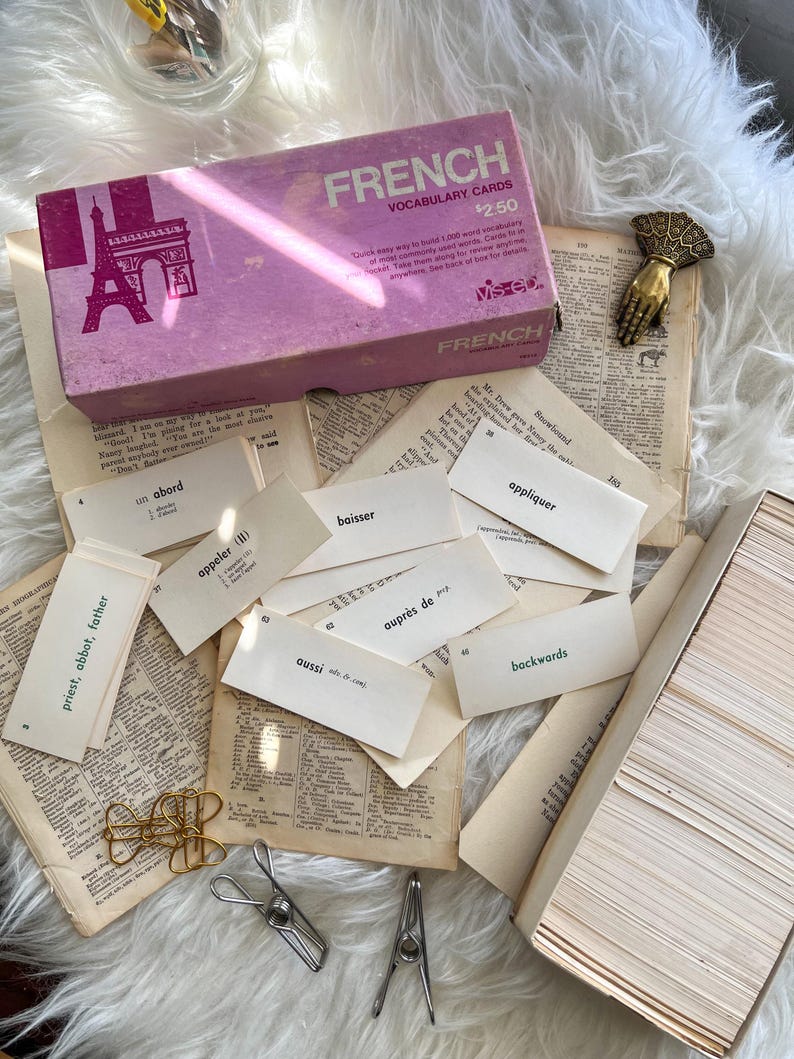 Vintage French Flashcards: Vis-ed Vocabulary Set, Ephemera - Etsy