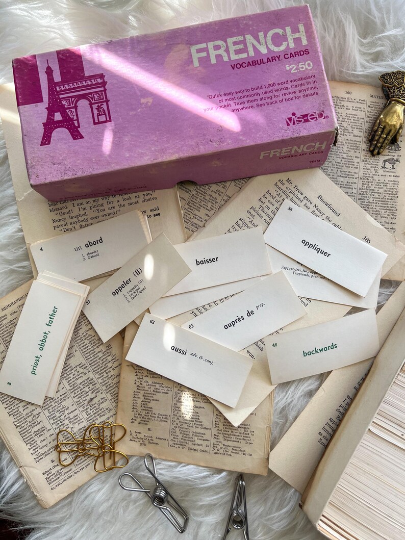 Vintage French Flashcards: Vis-ed Vocabulary Set, Ephemera - Etsy
