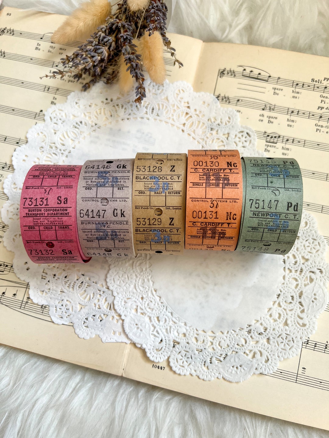 Authentic Vintage UK Ultimate Bus Ticket Pack - 20pcs || Neutrals Pinks ...