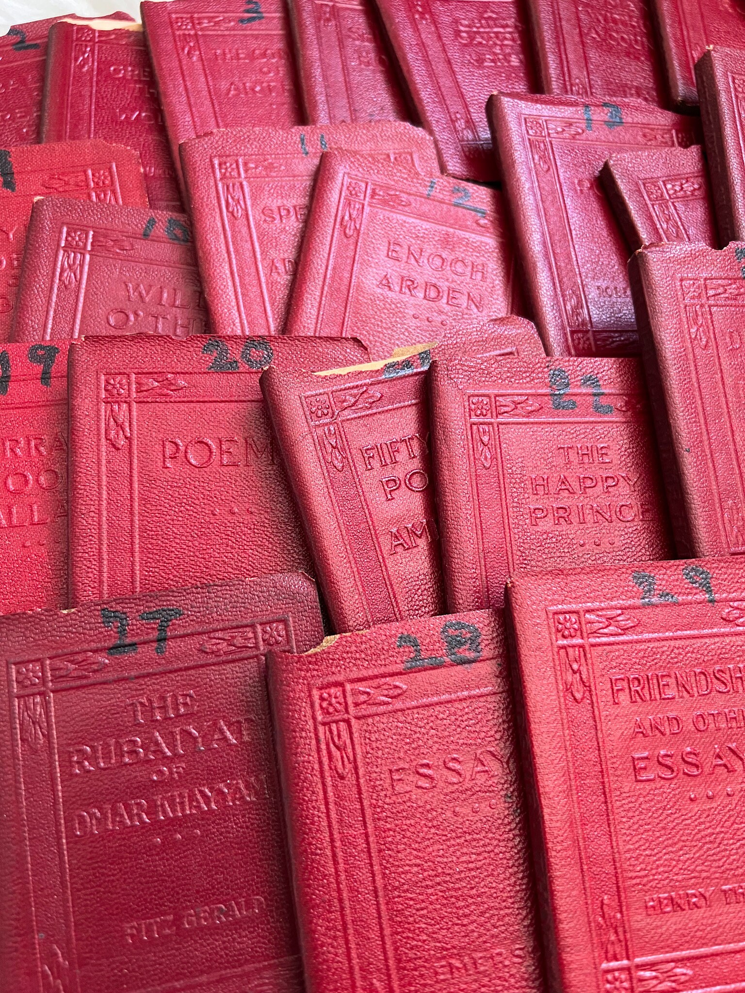 Authentic Antique Little Leather Library Books Red Choose Mini Books ...