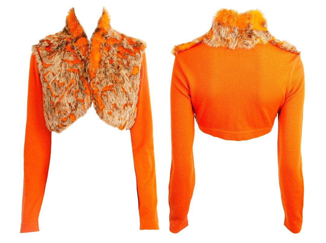 90s Amaya Arzuaga Orange Rabbit Fur Cashmere Wool Blend Knit - Etsy
