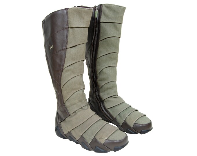 Puma Satori Alto Japanese Armor Style Khaki Green Canvas and Brown ...
