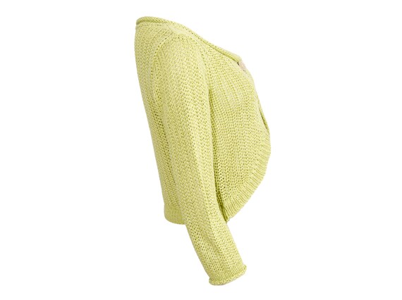 Vintage early 2000s lime green chunky cotton knit car… - Gem