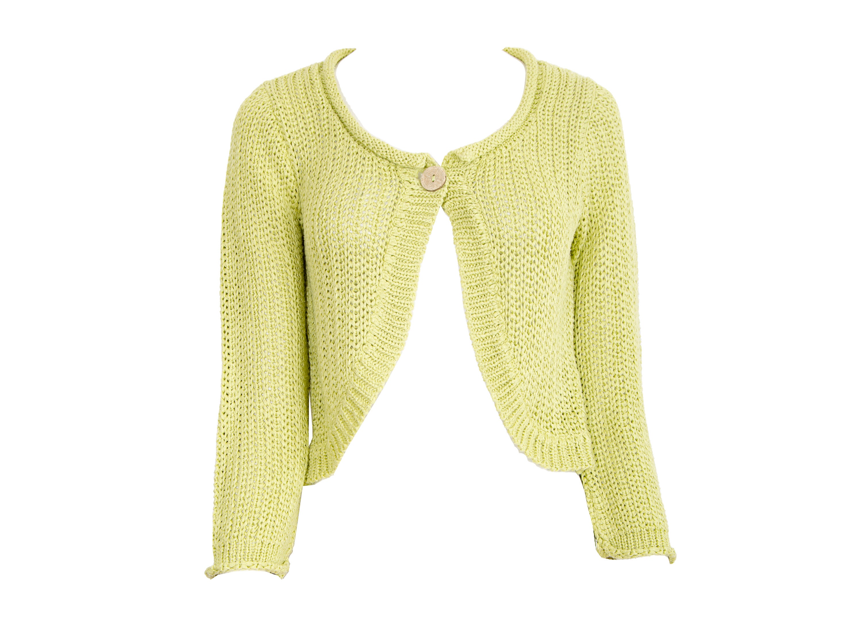 Vintage Early 2000s Lime Green Chunky Cotton Knit Cardigan / | Etsy