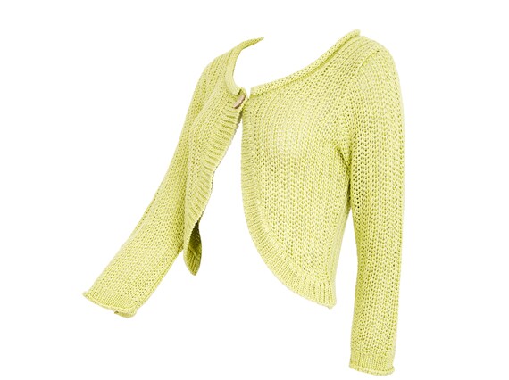 Vintage early 2000s lime green chunky cotton knit car… - Gem