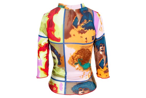 Vintage early 2000s pop art portraits mesh top / Mult… - Gem